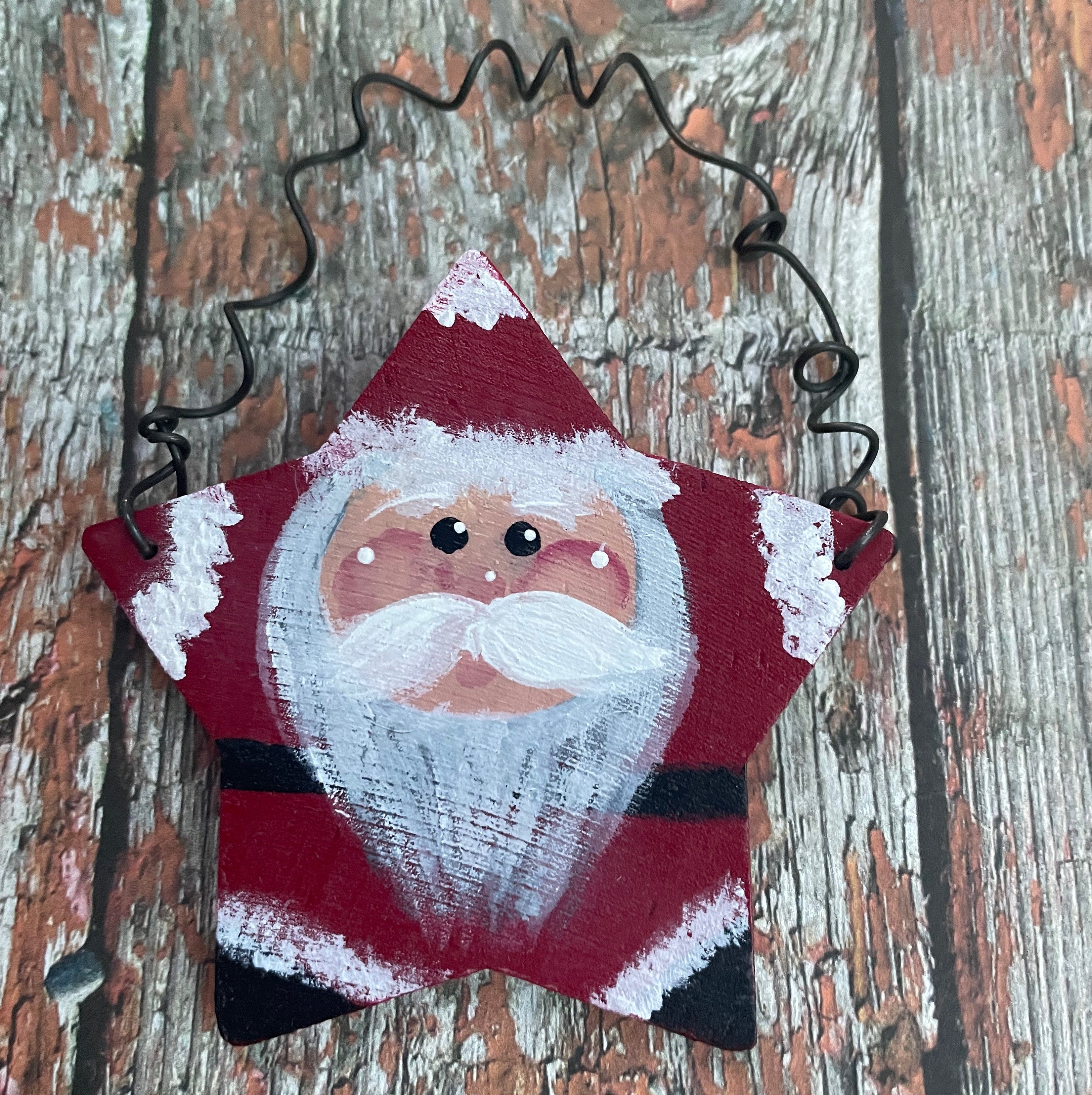 Star Santa Wooden Christmas Ornament,primitive Santa Ornament ...