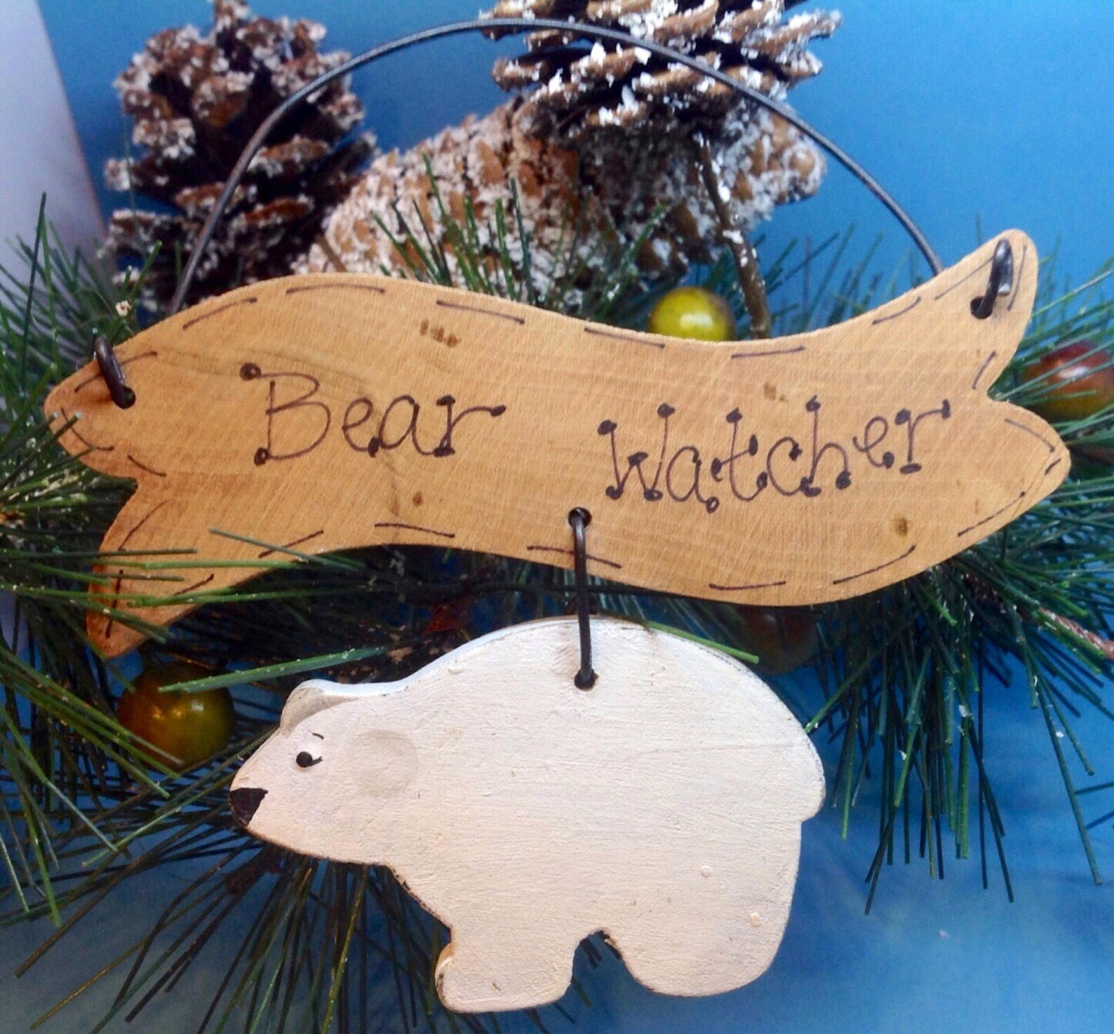 Wooden Polar Bear Christmas Ornament Bear Watcher Camp Decor - Etsy
