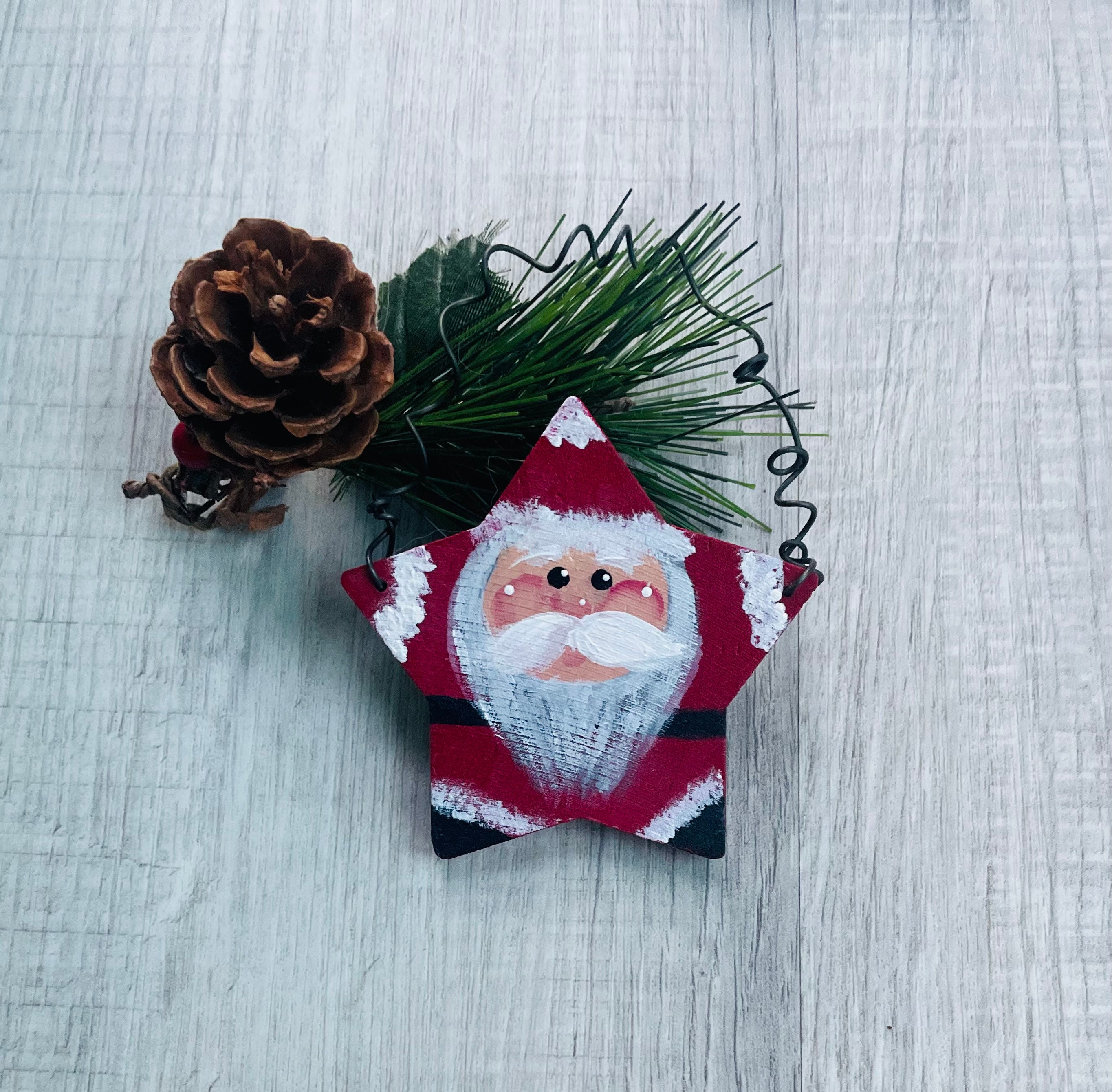 Star Santa Wooden Christmas Ornament,primitive Santa Ornament ...