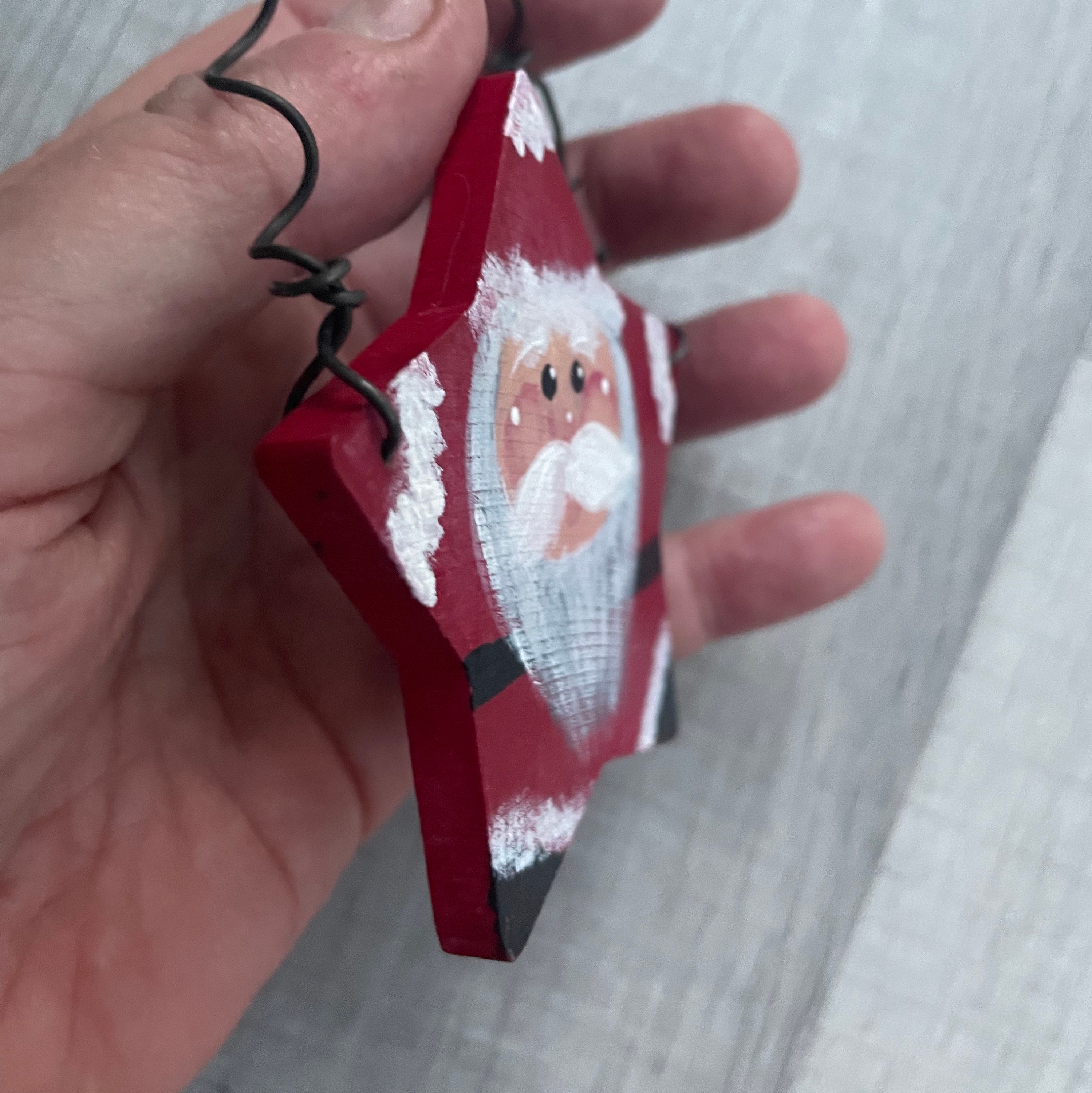 Star Santa Wooden Christmas Ornament,primitive Santa Ornament ...