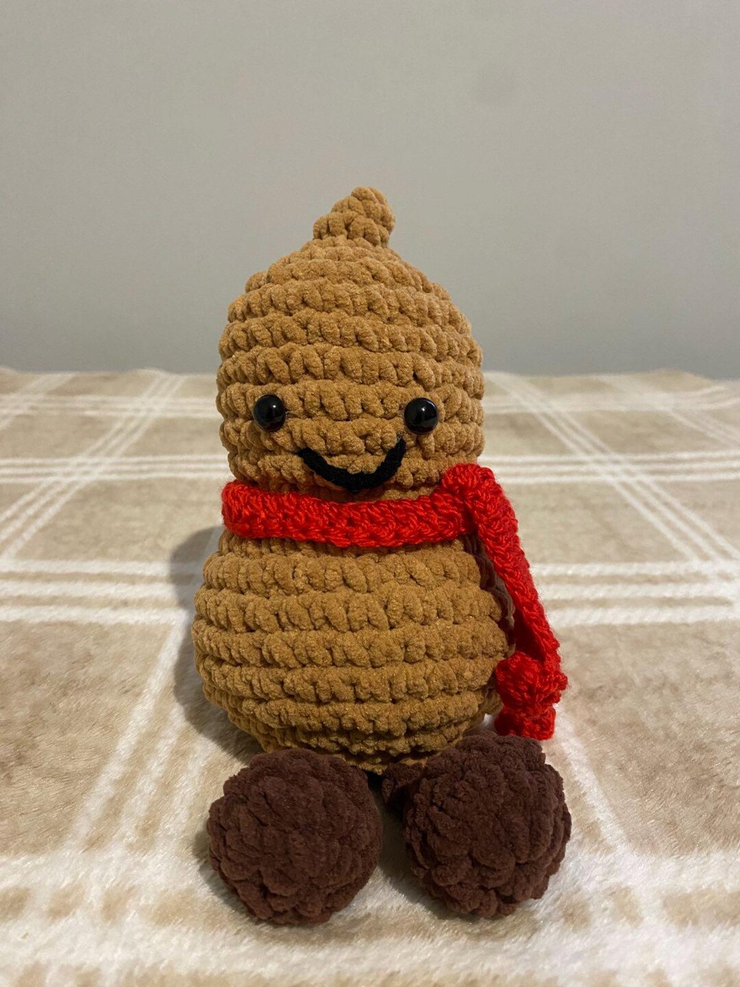 Handmade Crochet Peanut Plush | Amigurumi Stuffed Toy With Scarf - Etsy
