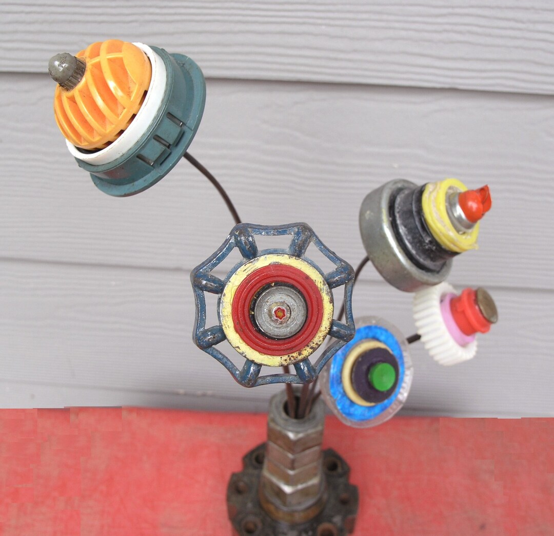 15 Tall Metal Flower, Blue Flower, Upcycled Spigot, Vase Filler ...