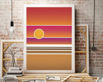Retro Sunset Printable Art - Travel Inspired Art - 70s Inspired Poster ...