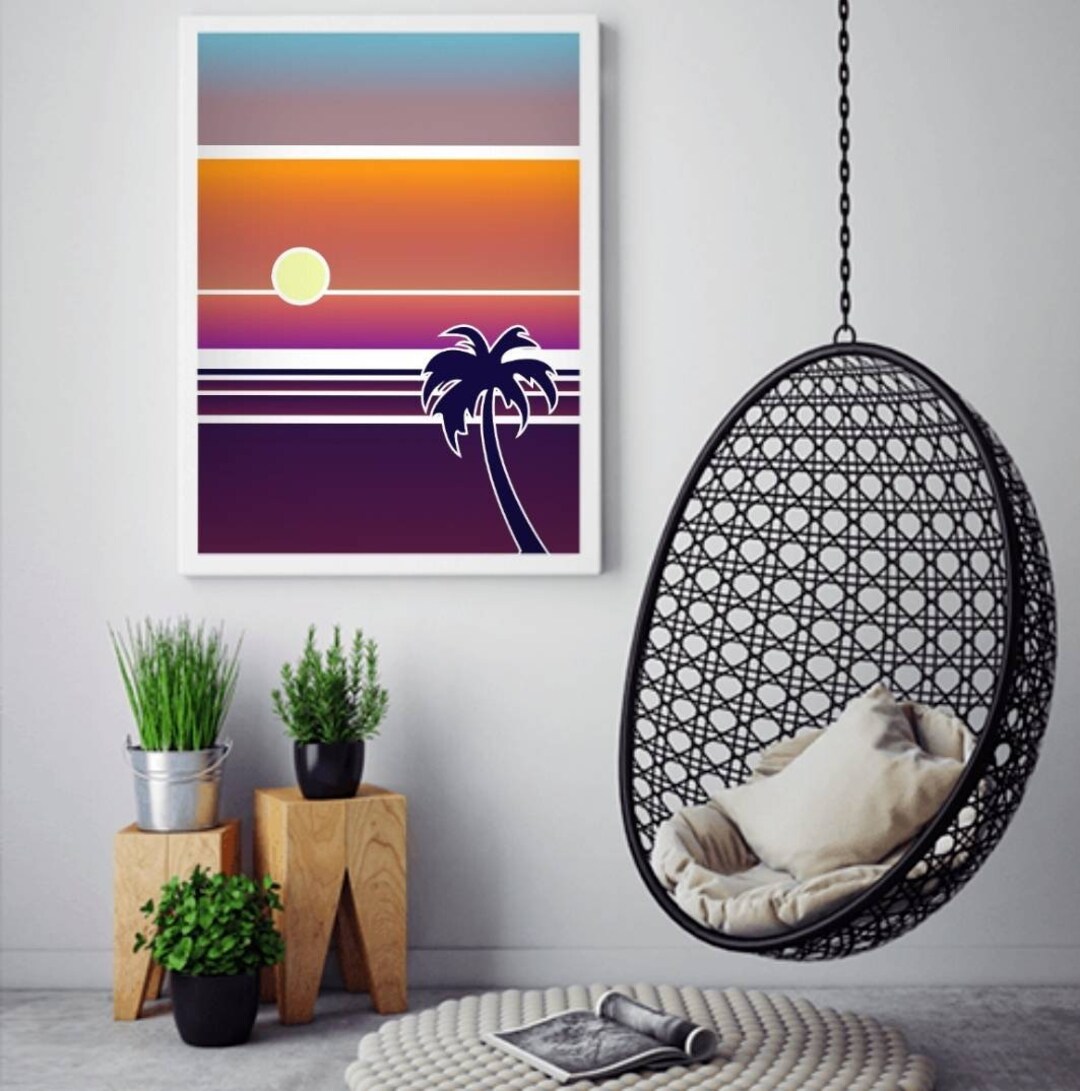 Retro Sunset Printable Art - Travel Inspired Art - 70s Inspired Poster ...