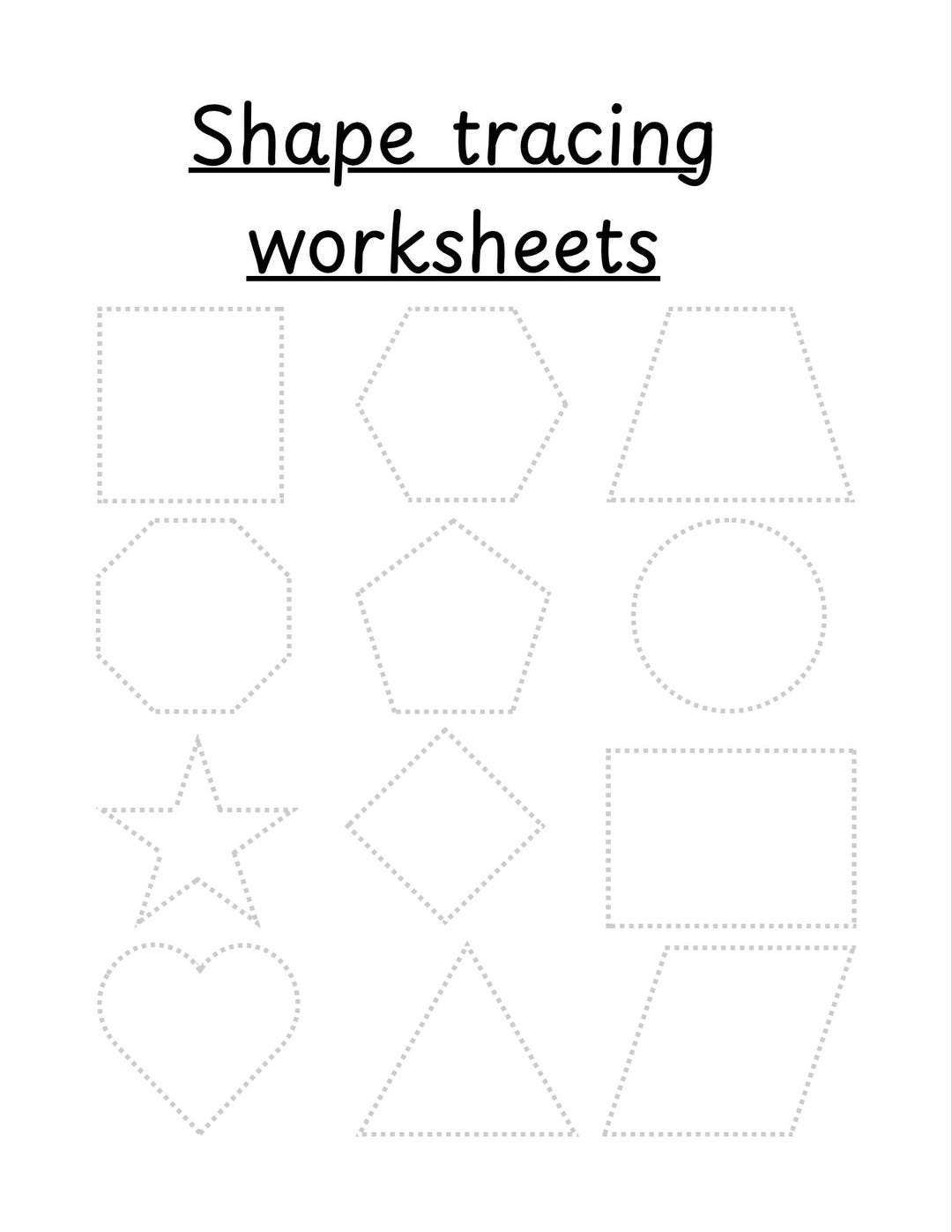 Shape Tracing Worksheets: Preschool Kindergarten Learning - Etsy