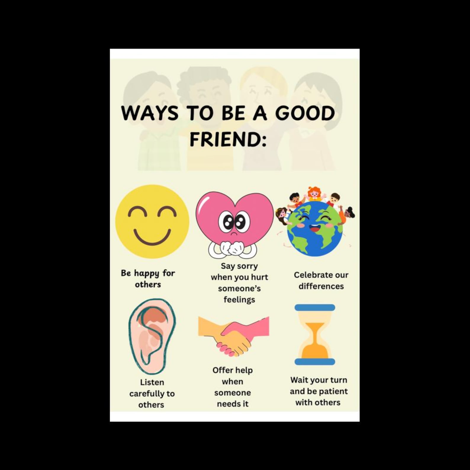 Friendship Poster for Kids: Social-emotional Learning Classroom Art ...