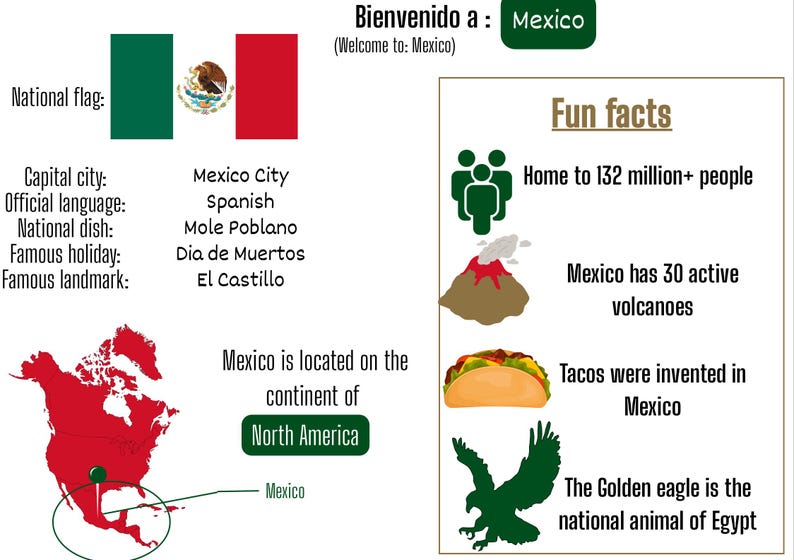 Custom Country Fact File A2 Poster: Educational Geography Printable ...