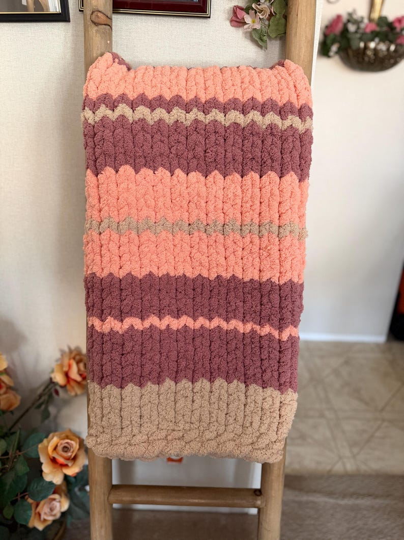 Salmon Stripes Handmade Throw Blanket - Etsy