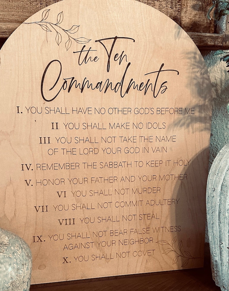 Ten Commandments - Engraved Arch Sign Minimalist Design 10 Commandments ...