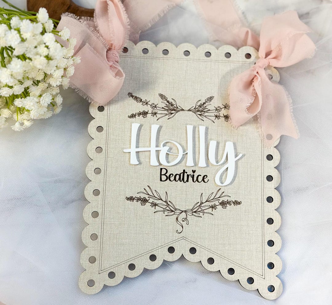 Baby Name Sign - Hospital Baby Birth Sign - Lace Baby Name - Bow Baby ...