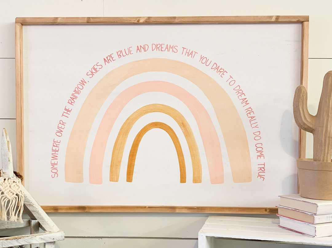 Somewhere Over the Rainbow | Wood Sign | Rainbow Sign | 24x36 | Boho ...