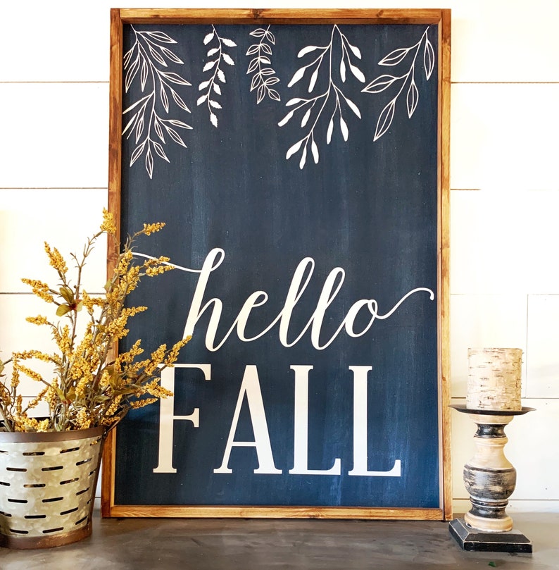 Hello Fall 24x36 Wood Sign. Fall Decor . Custom Colors Available. - Etsy