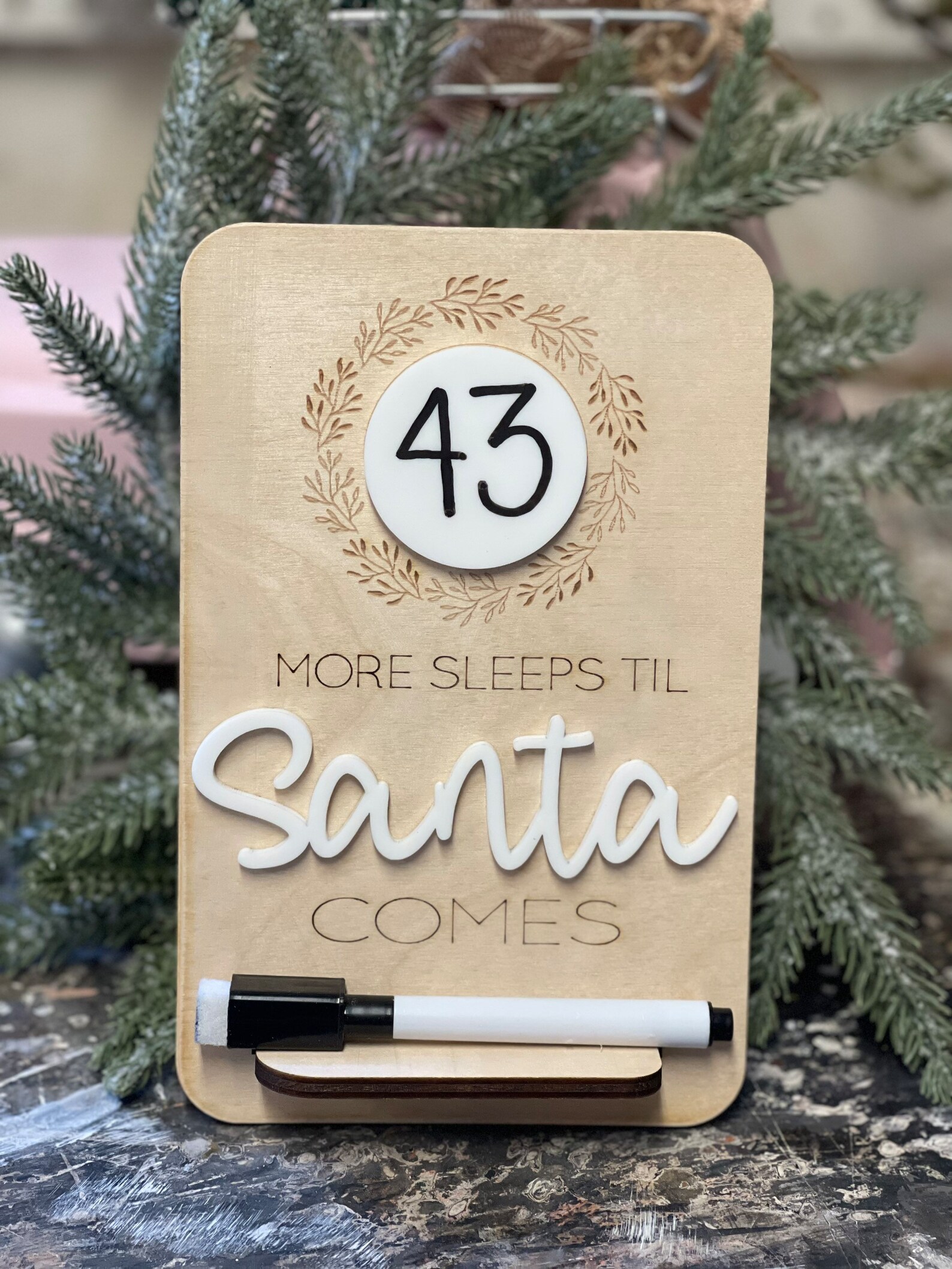 Christmas Countdown Sign - Sleeps Until Santa - Wood and Acrylic ...