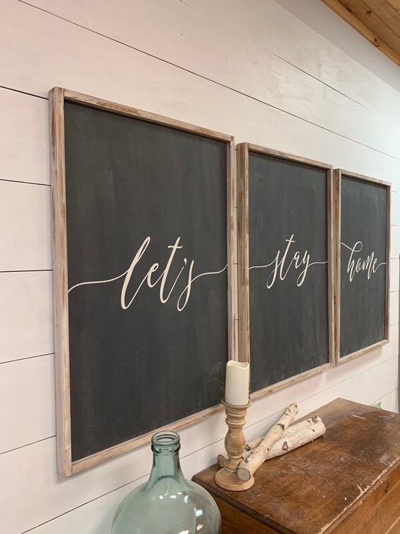 Personalized Let's Stay Home 3 Sign Set 24x36 | Etsy