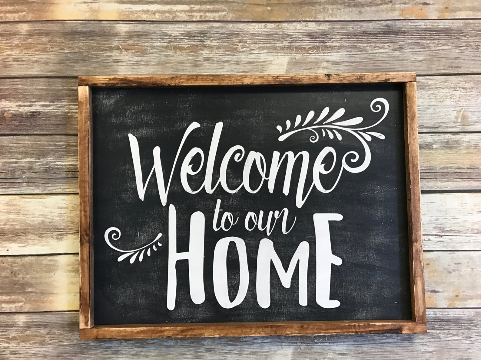 Welcome to Our Home 24x18 Framed Custom Wood Sign | Etsy