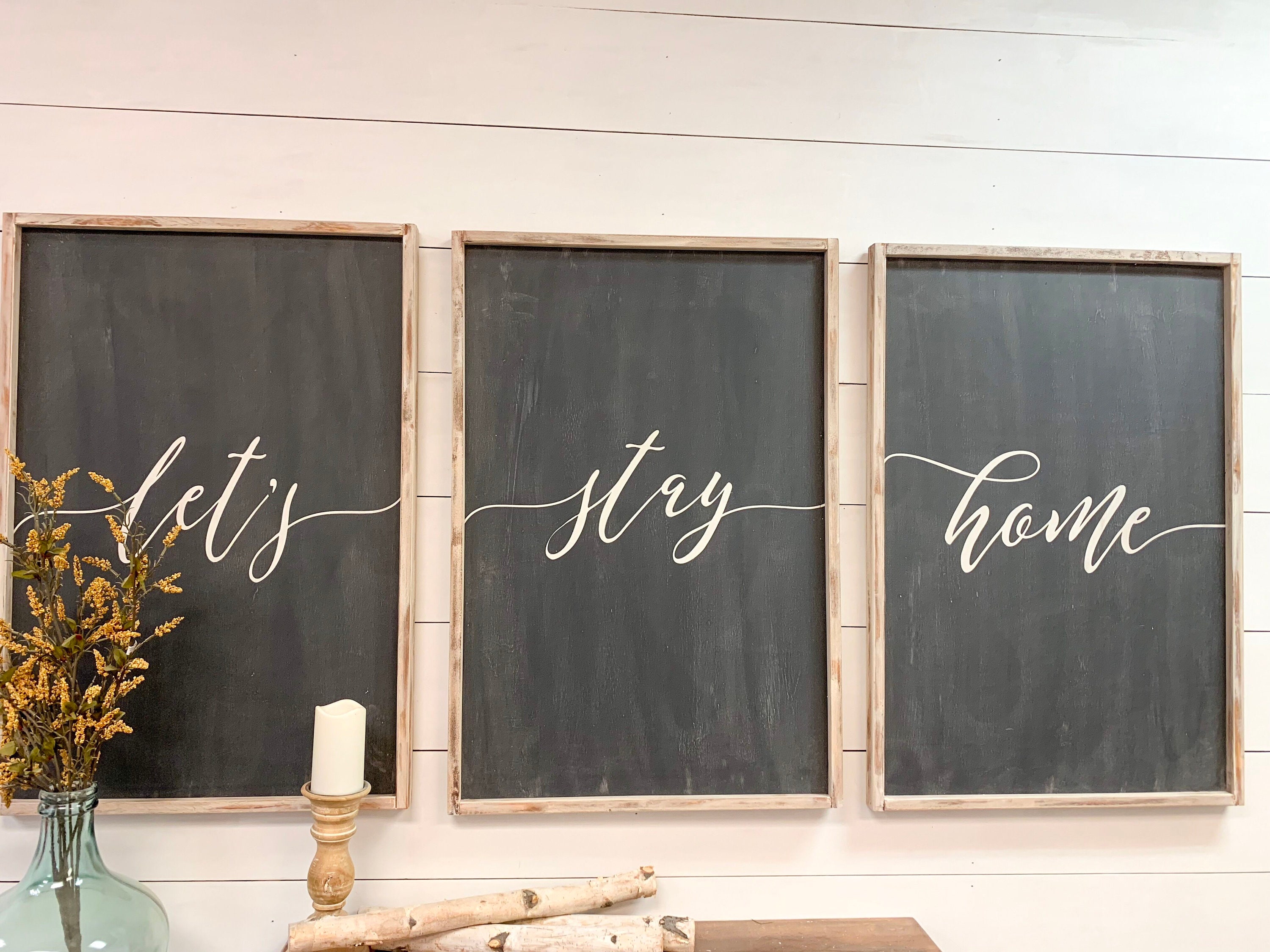 Personalized Let's Stay Home 3 Sign Set 24x36 | Etsy