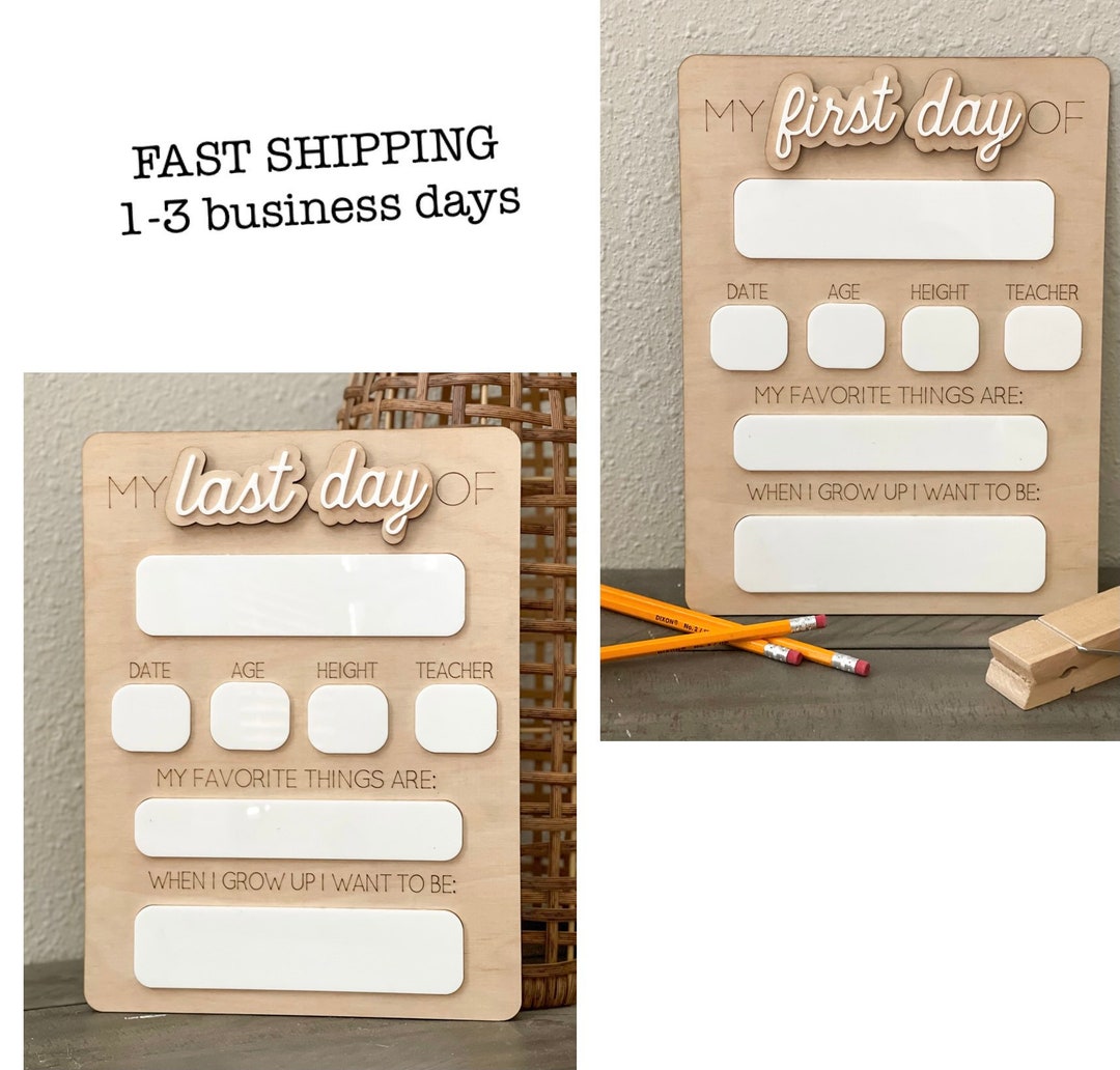 First Day of School Sign - All in One and Interchangeable - Wood Sign ...