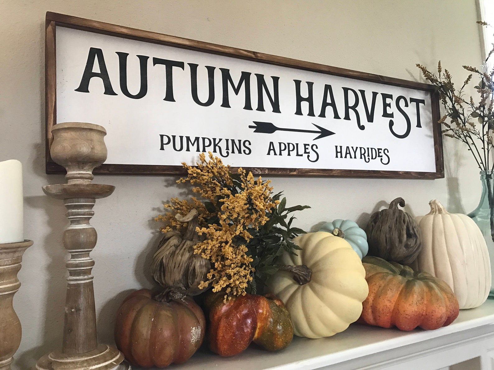 Autumn Harvest Sign 12x36 Handcrafted Custom Framed Wood - Etsy