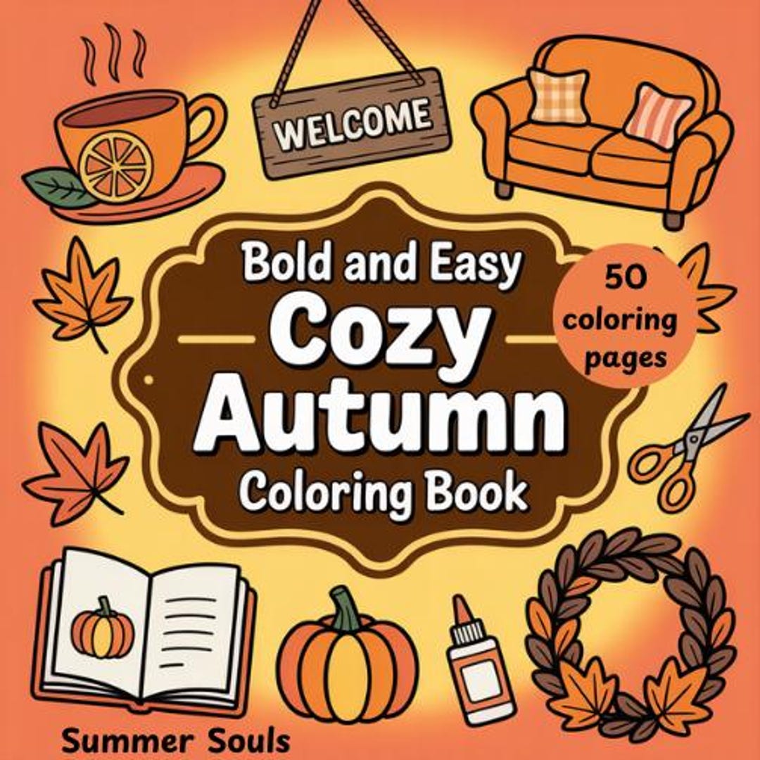 Autumn Cozy Bold and Easy Coloring Book (PDF Download) - Etsy