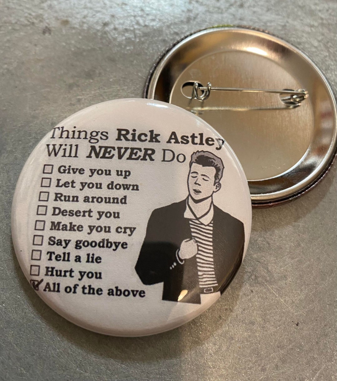 2.25" Rick Astley Never Going to Give You up Funny Pinback Button ...