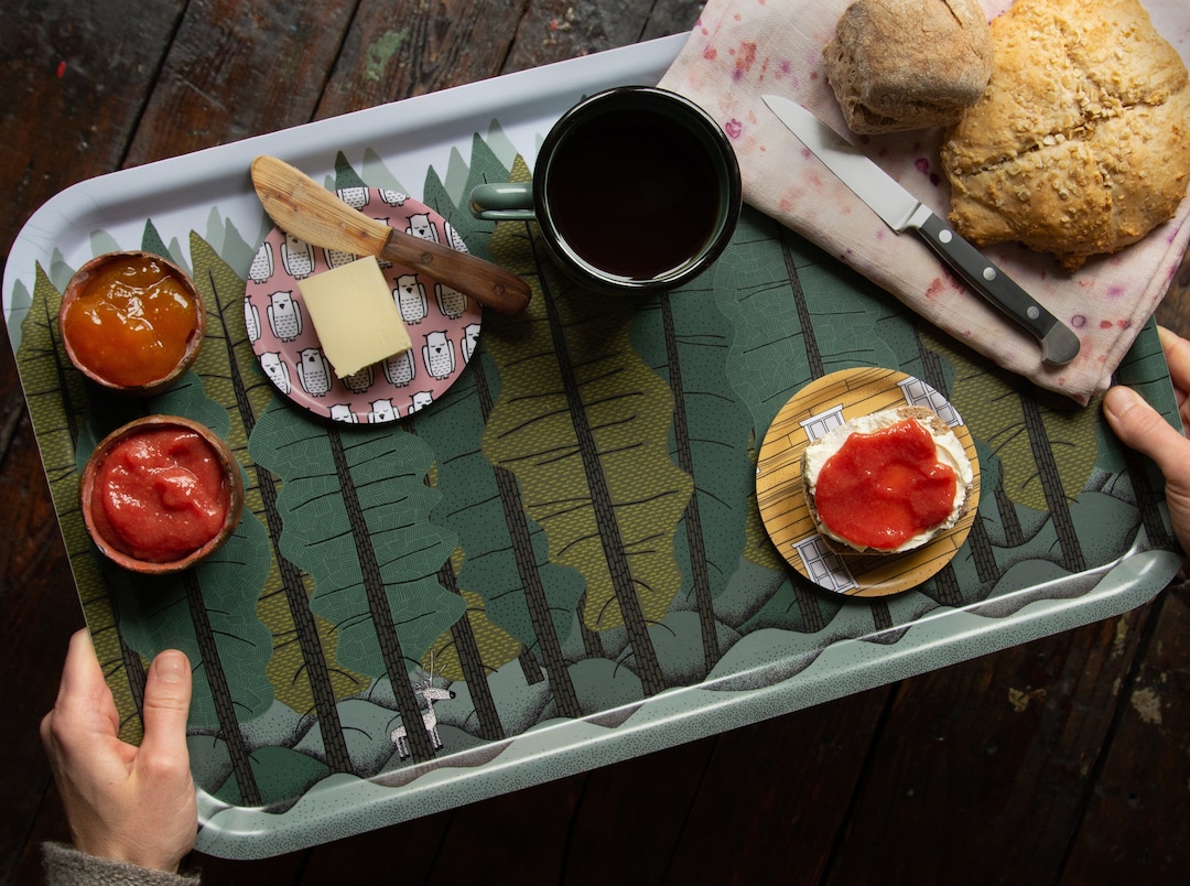 Wooden Trays / Serving Tray With Fir Forest Design / Christmas Gift ...