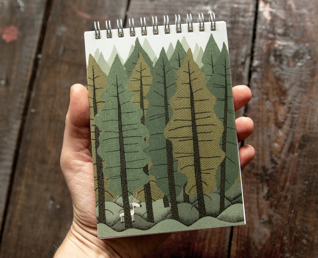 Spiral Notebook Din A6 With Fir Forest / Notepad Din A6 / Notebook ...