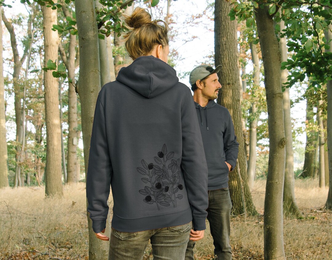 Organic Hoodie Women Unisex Blueberry in India Ink Grey / Women's ...