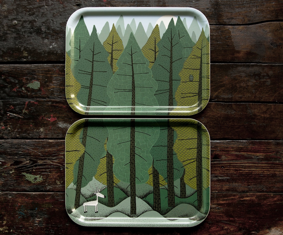 Small Trays Set of 2 Forest Floor & Treetops / Breakfast Trays Made of ...