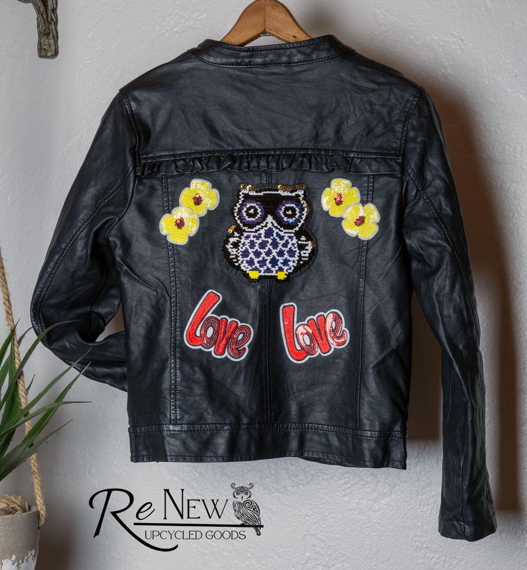 Kids Vegan Leather Super Fun Jacket-sequined Color Changeable Owl - Etsy