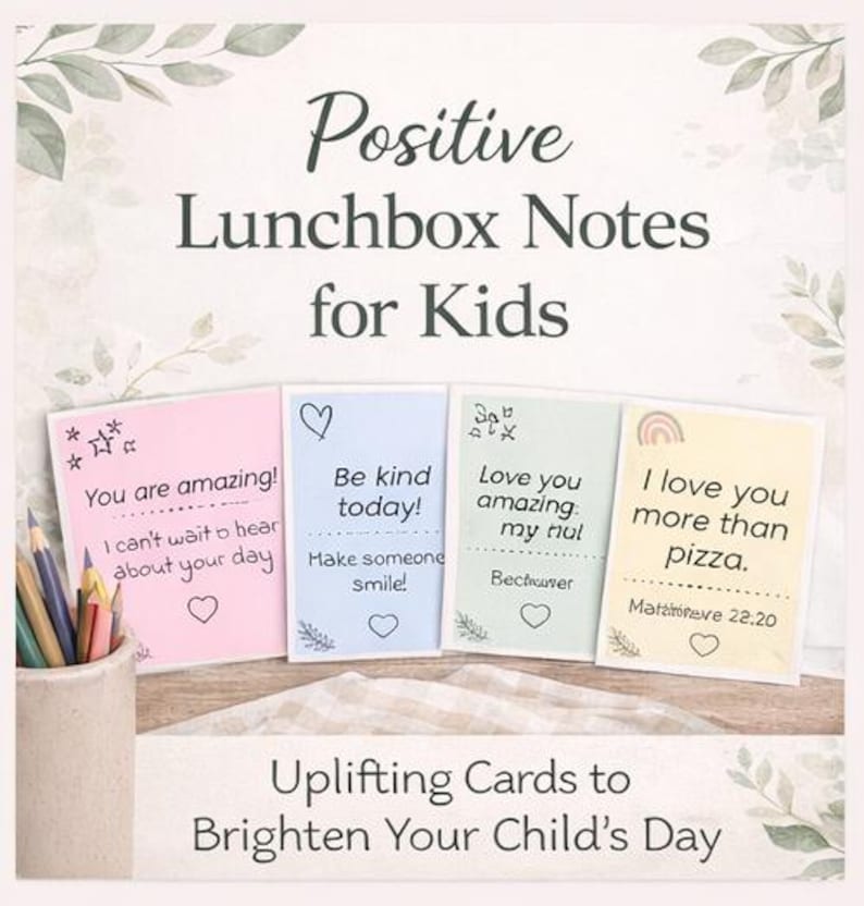 Kids Lunchbox Printable, Encouragement Notes, Positive Affirmation ...