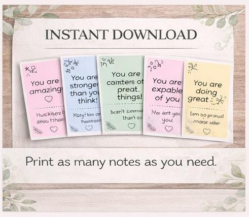Kids Lunchbox Printable, Encouragement Notes, Positive Affirmation ...