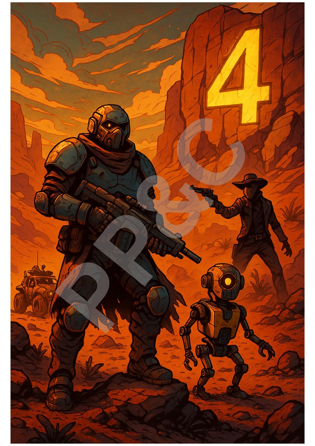 Borderlands-inspired Sci-fi Poster | Comic Book Style Desert Wasteland ...