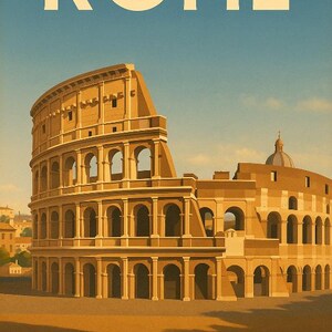 Rome Colosseum Poster – Colosseo Landmark Illustration – Modern Wall ...