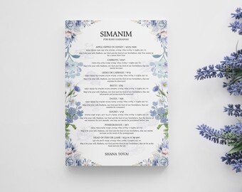 Simanim Card for Rosh Hashanah Hebrew and English Printable Jewish ...