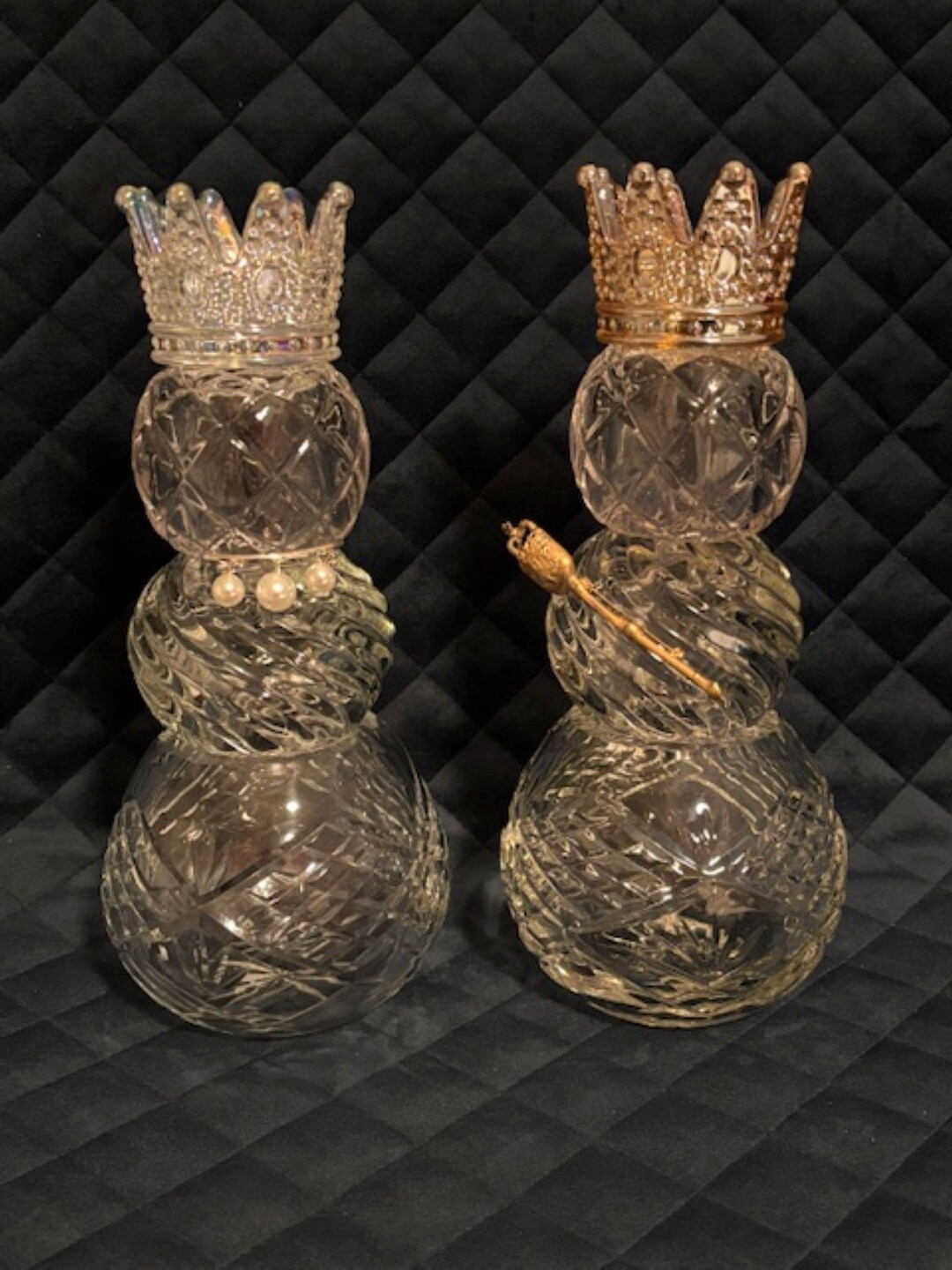 Vintage Crystal Snowman Duo – King and Queen of Snow - Etsy