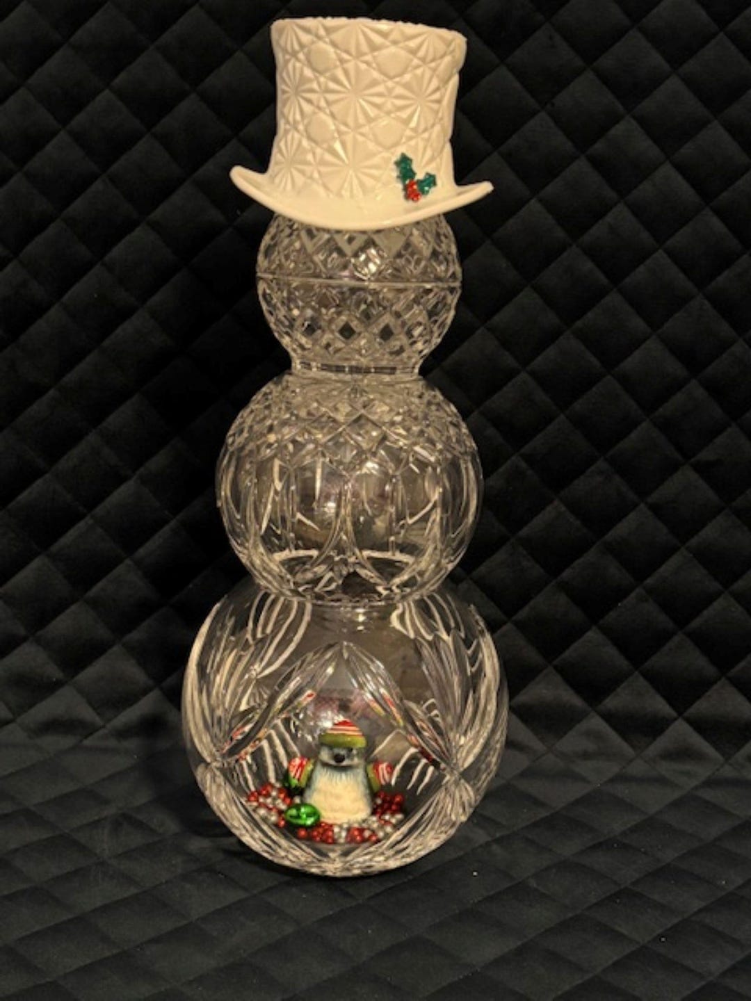 Snowman - Vintage Crystal Reimagined Into a Snowman With a Penguin ...