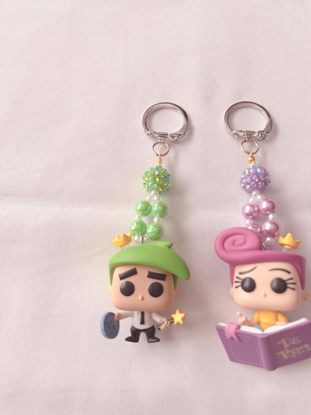2000s Cartoon Nostalgia Fairy Parents Beaded Keychain Bag Charm Trinket ...