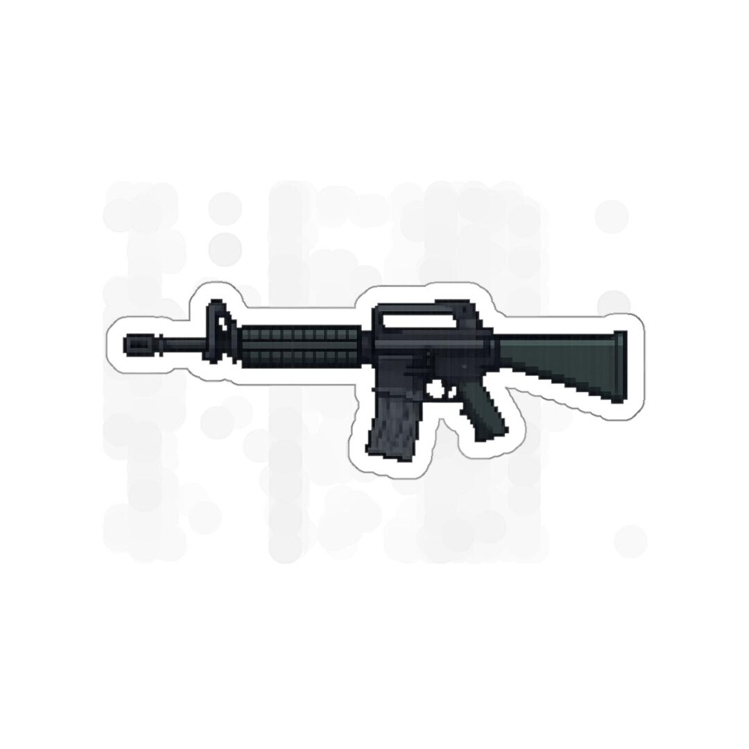 Pixel Art Assault Rifle Sticker: Matte Vinyl Gaming Decor - Etsy