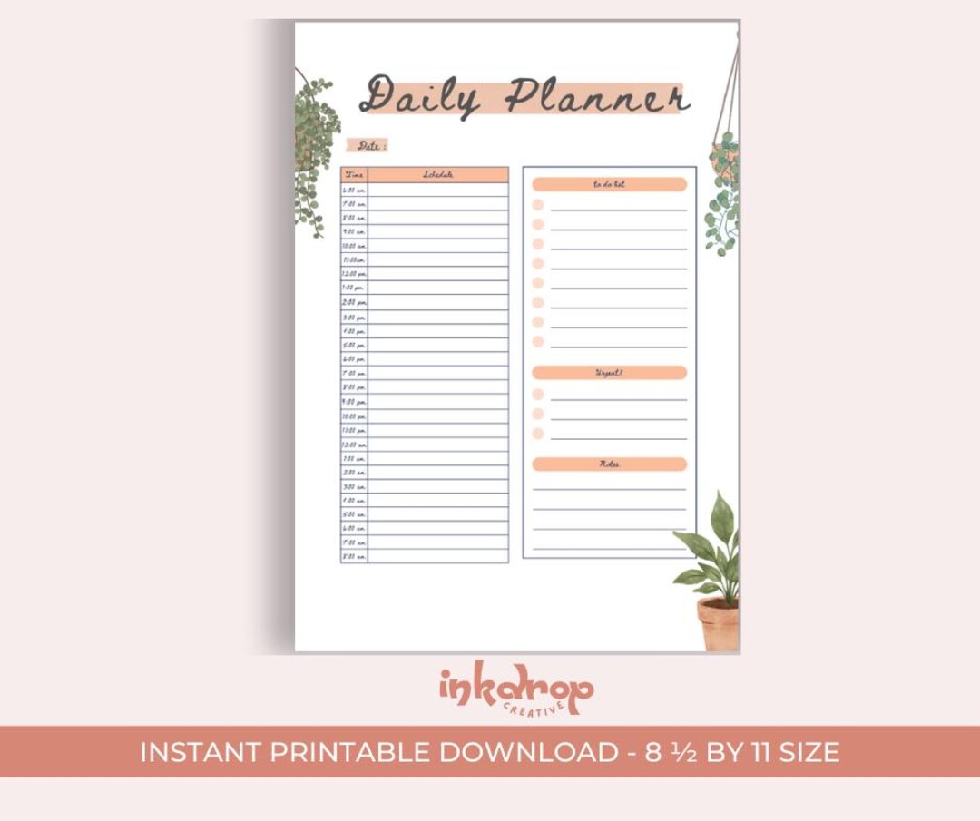 Printable Daily Planner | Plant-themed Minimalist Planner Page ...