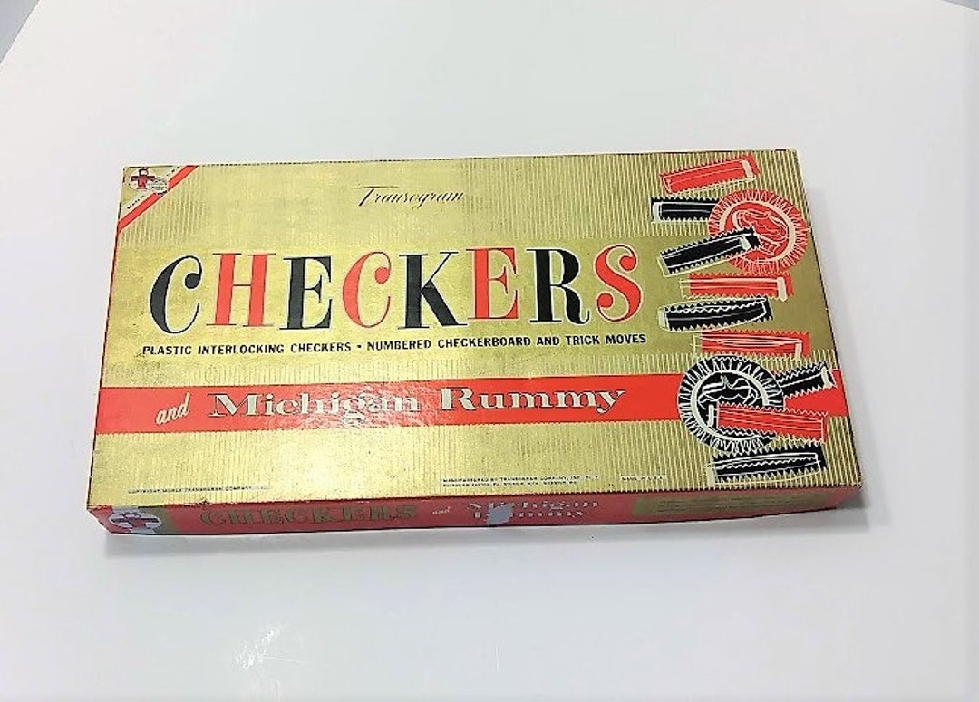 Vintage Checkers Set by Transogram Michigan Rummy on the Back 1965 New ...