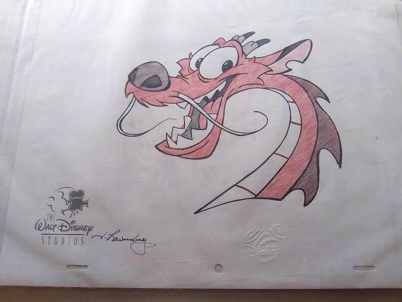 Vintage Mushu Colored Pencil Drawing - Disney Fake Supposedly by * J ...