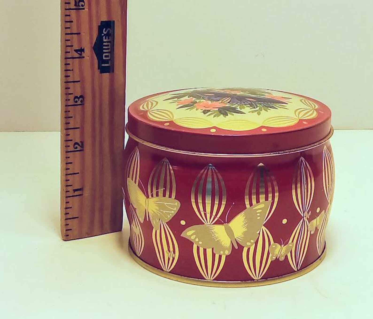 Vintage Butterfly Tin – Red, Gold, and Blue, Made in Great Britain (4.5 ...