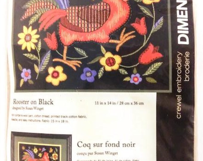 Dimensions Embroidery Kit "rooster on Black" #1543 11" X 14" - Cotton ...