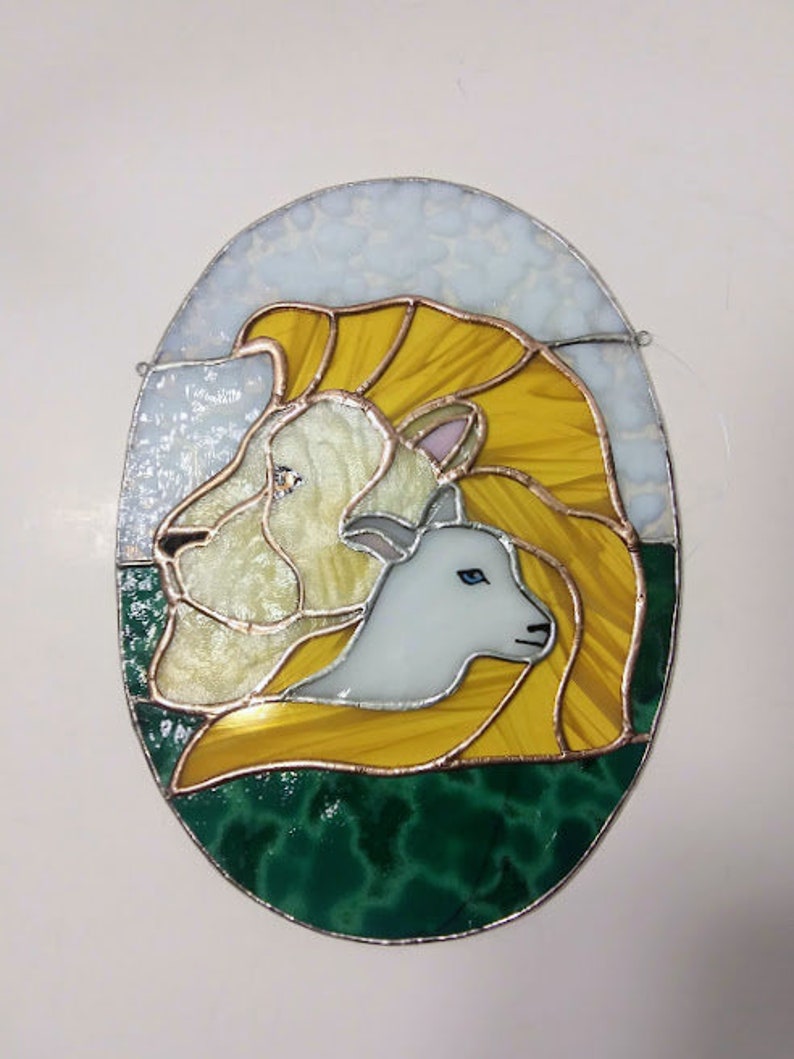 The Lion and the Lamb Stained Glass Panel - Etsy