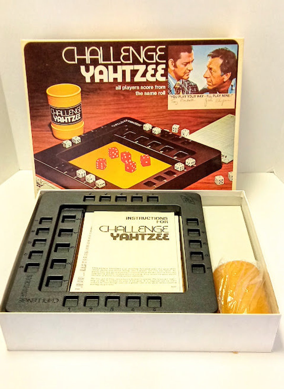 Vintage Challenge Yahtzee Set by E.S. Lowe for Milton Bradley-e2420 ...