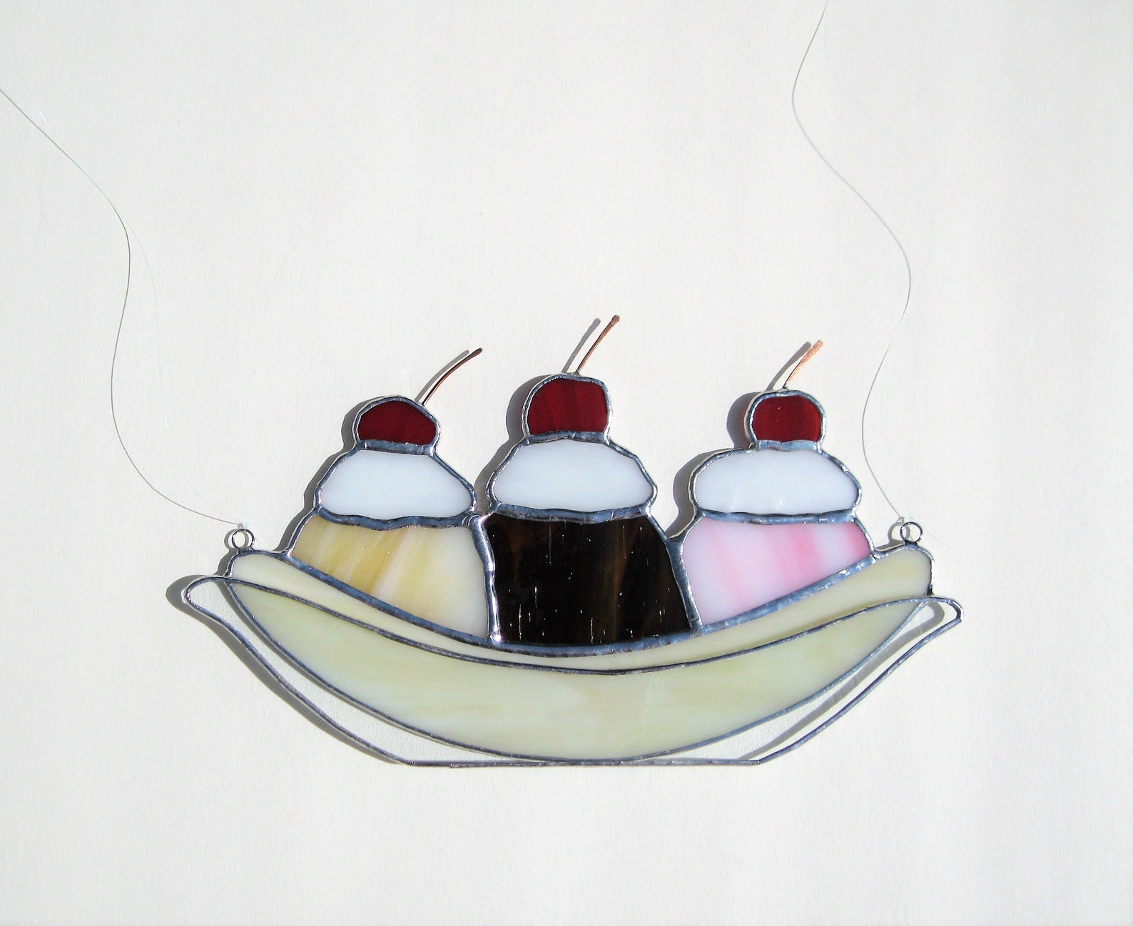 Banana Split Stained Glass Sun Catcher FREE SHIPPING - Etsy