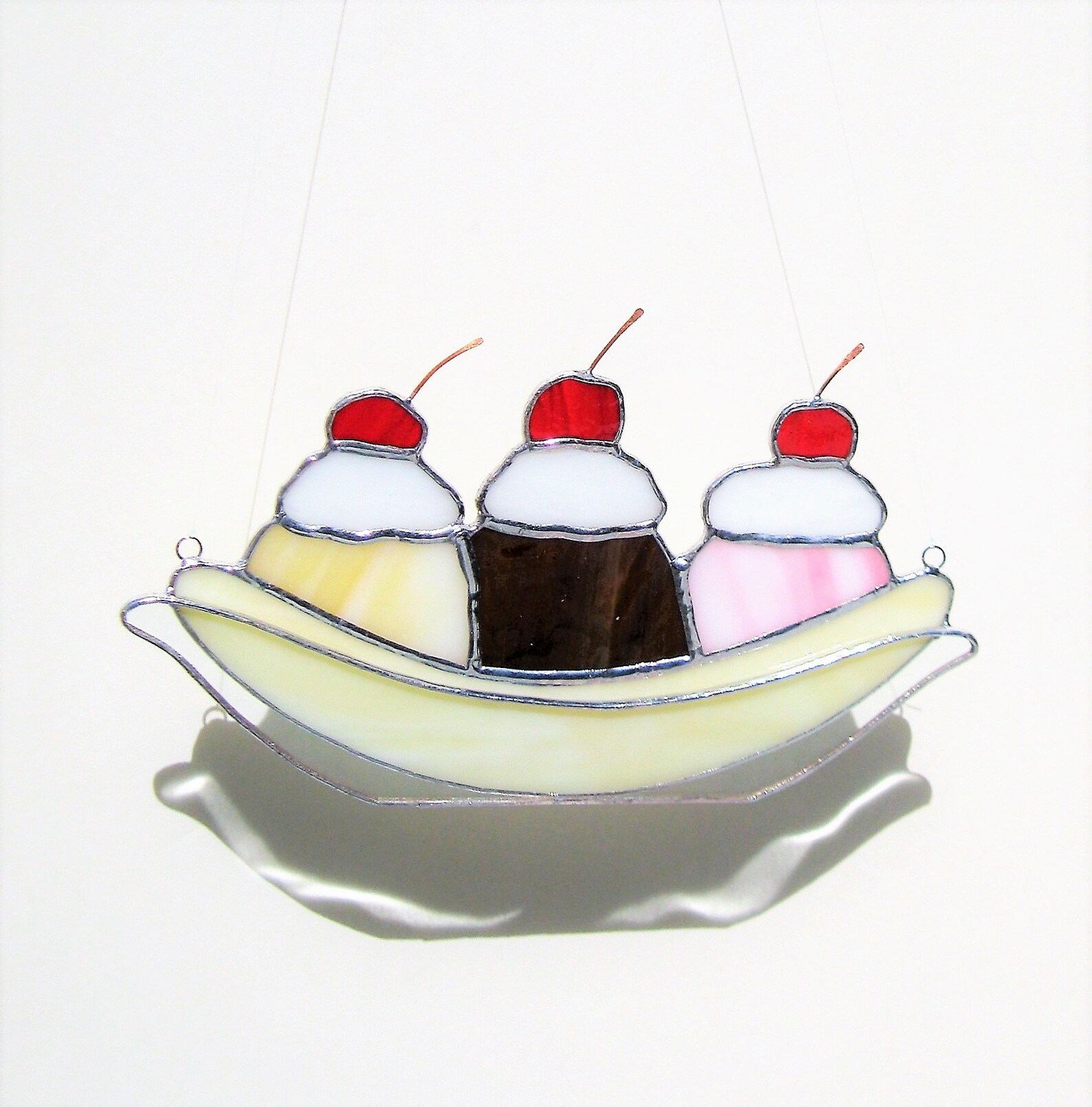 Banana Split Stained Glass Sun Catcher FREE SHIPPING - Etsy