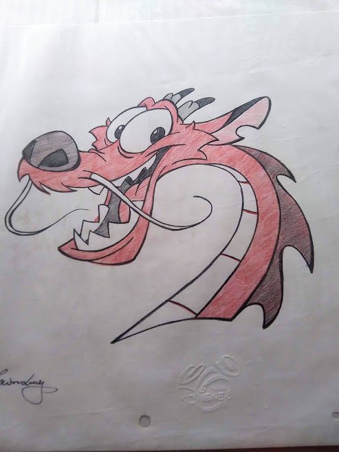 Vintage Mushu Colored Pencil Drawing Disney Fake Supposedly by J ...