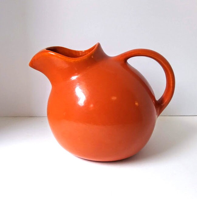 Vintage Pitcher in Burnt Orange With Ice Lip Unmarked - Etsy