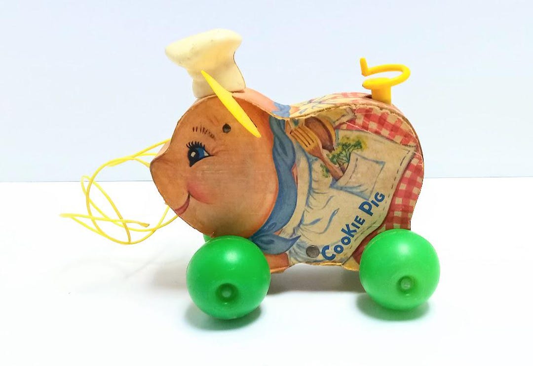 Vintage Fisher Price Cookie Pig Wooden Pull Toy #476 From 1965 - Etsy